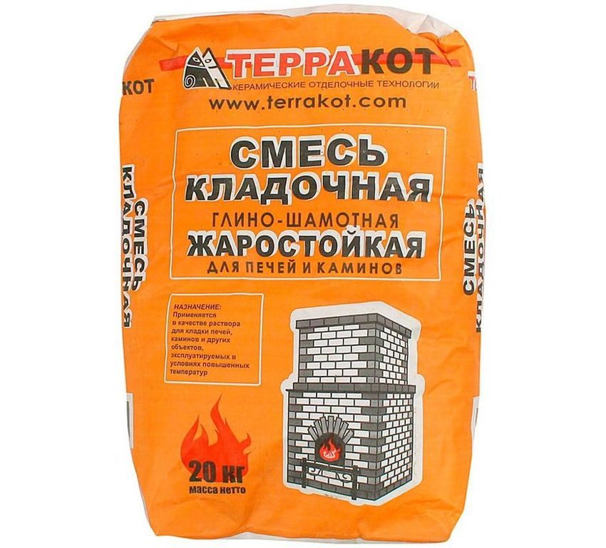 Смесь "Терракот" кладочная глино-шамотная, сухая, жаростойкая 20кг ...